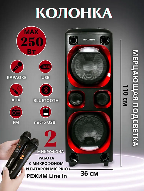 Купить акустическая система с функцией караоке holleberg hx-420 в ...