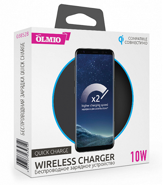 Купить беспроводное зарядное устройство olmio 10w quick charge, черное ...