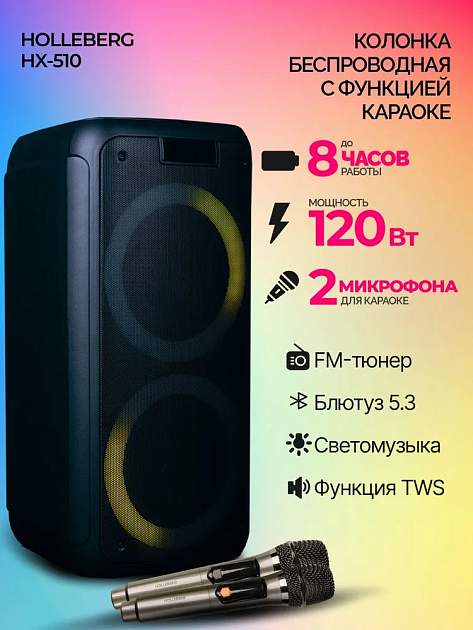 Купить акустическая система с функцией караоке holleberg hx-510 в ...
